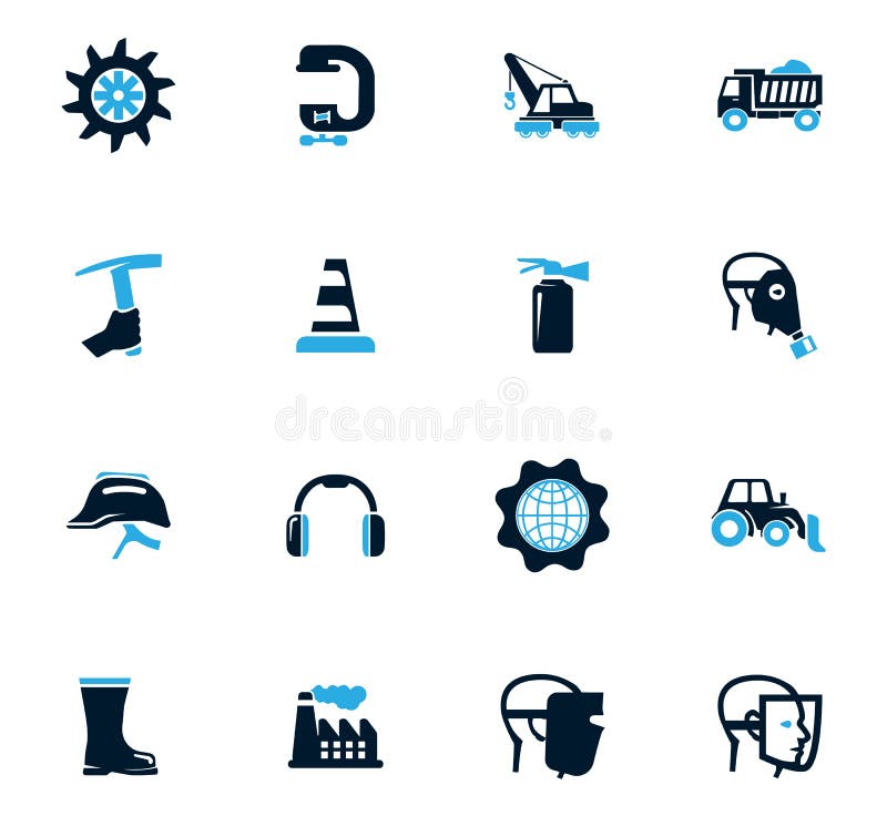 Industrial icons set stock illustration. Illustration of technical ...