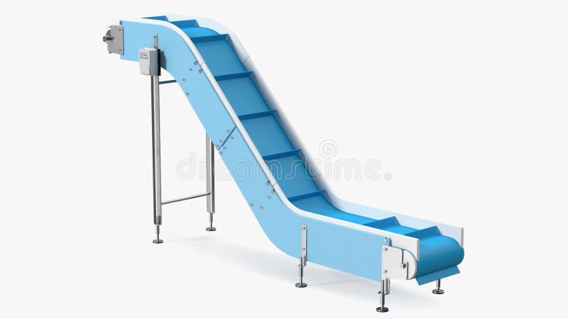 Industrial Inclined Belt Conveyor with Modular Design Stock Image ...