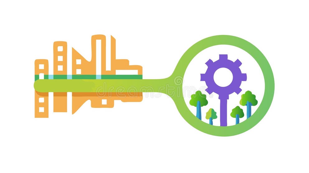 Industrial Innovation and Green Technology Integration, Vector Design ...