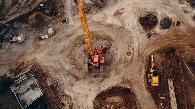 Industrial Inspection Drone Surveying a Construction Site with Computer ...