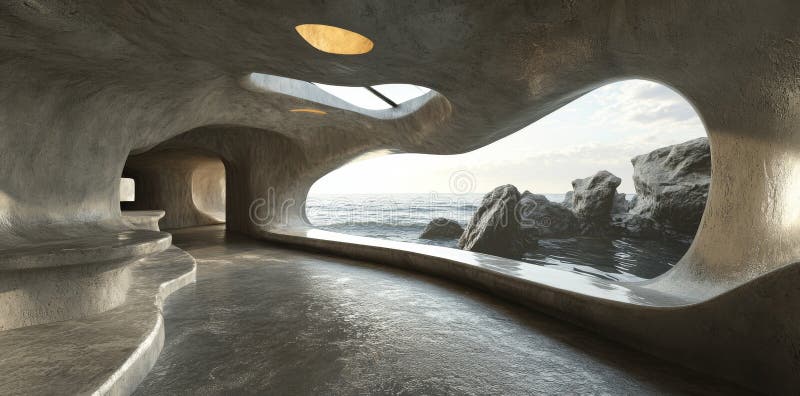 Industrial Interior Background Template Showcasing a Modern Concrete ...