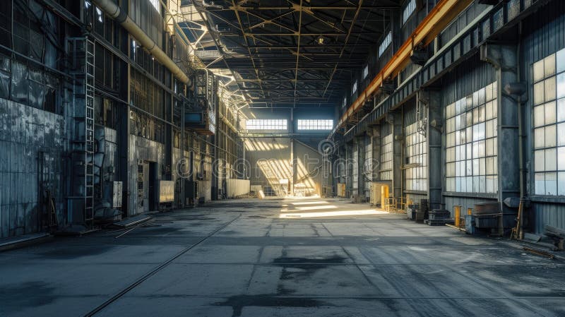 Industrial Interior: Bright Factory Scene, No People. Stock ...
