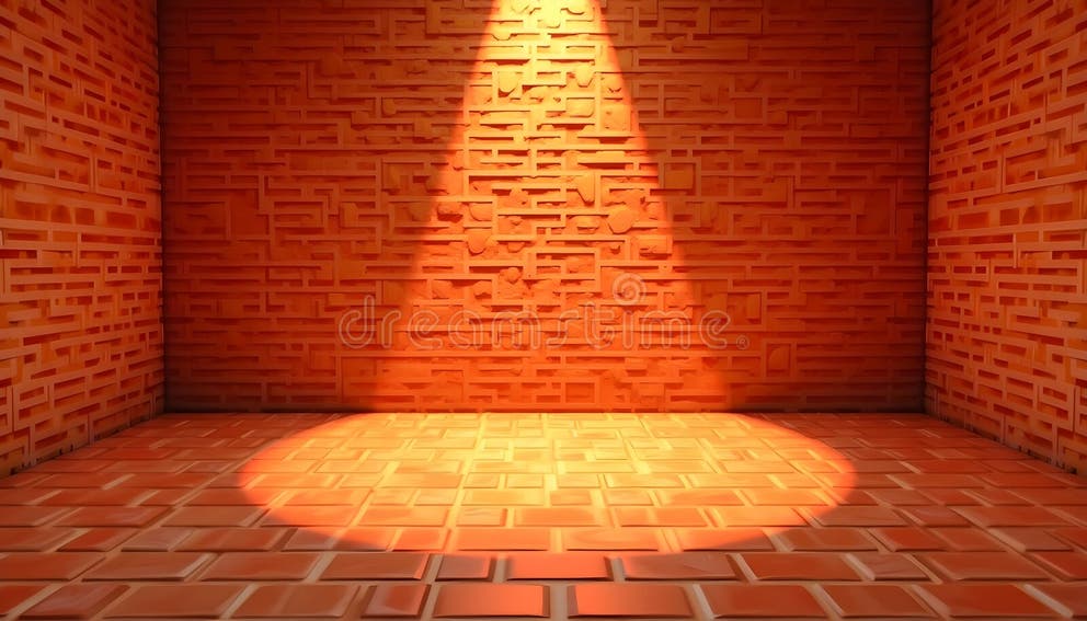 Industrial Interior with Dim Lighting, Brick Wall Backdrop, and Rustic ...