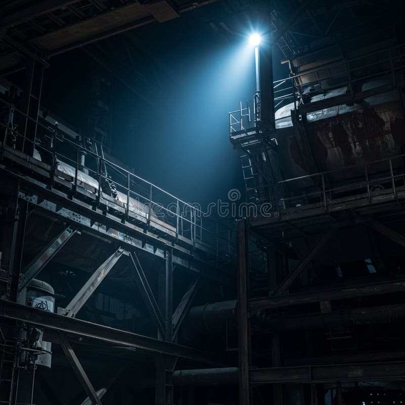 Industrial Interior with Large Metal Structures and Platforms ...