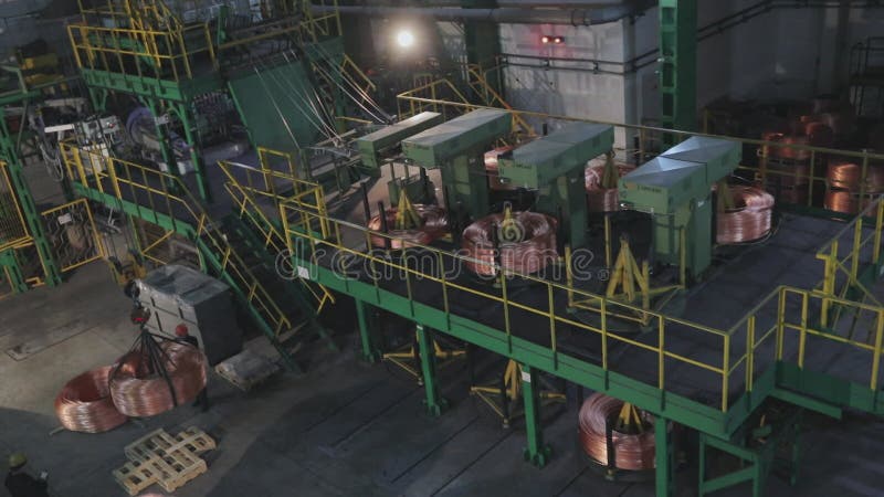 Wire Rod Continuous Casting Line during Operation, Inside the Copper ...