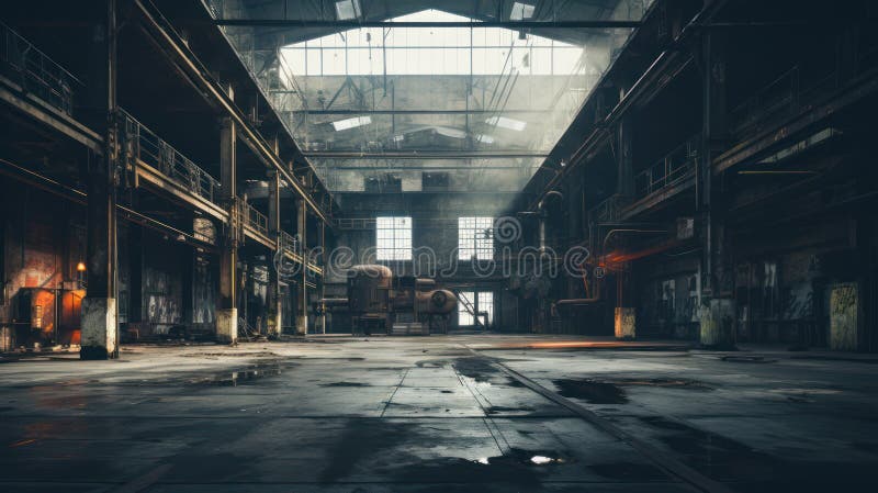 Industrial Interior of an Old Factory Building Stock Illustration ...
