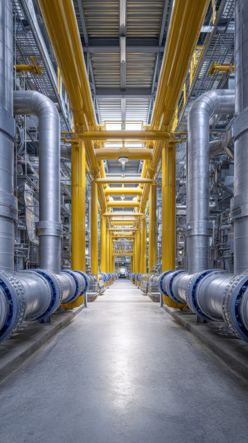 Industrial Interior Showcasing Metal Pipes and Support Structures ...