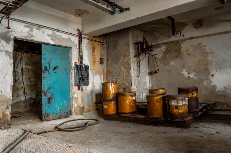 Industrial Interior with Storage Tank Stock Image - Image of dark ...