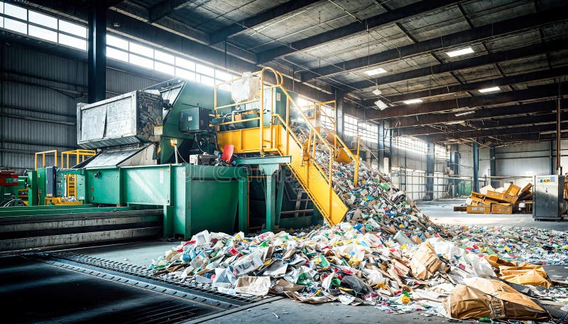 Industrial Interior of a Waste Recycling Plant. Waste Recycling Plant ...