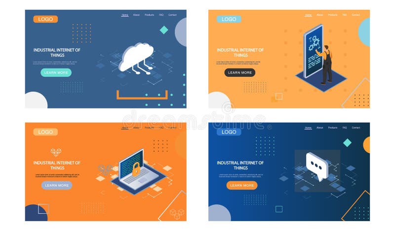 Industrial Internet of Things Modern Production Landing Page Set ...