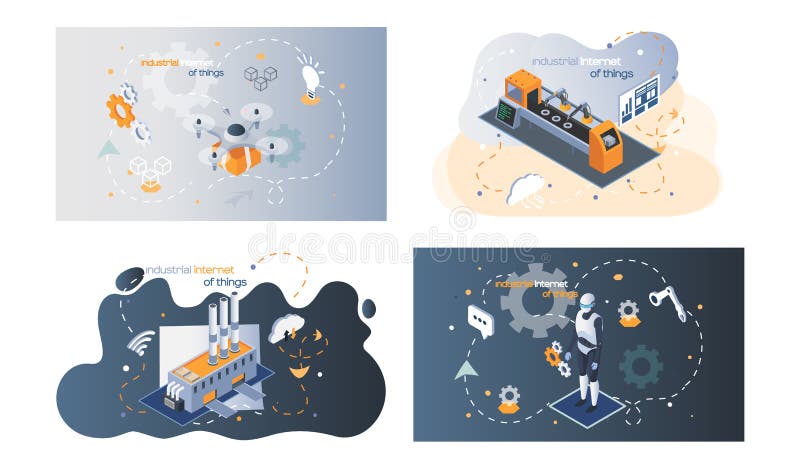 Industrial Internet of Things Set of Four Scenes about Technical ...