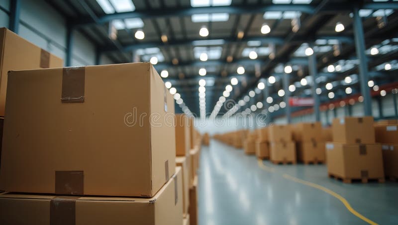 Industrial Inventory Stacked Boxes in Warehouse Stock Illustration ...