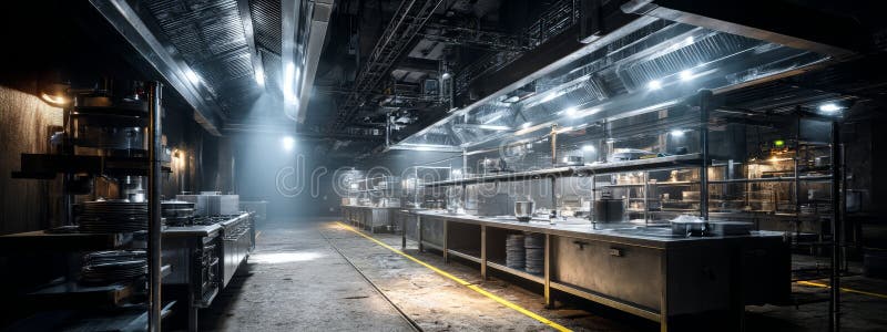 Industrial Kitchen Interior with Modern Structure and Efficient Layout ...
