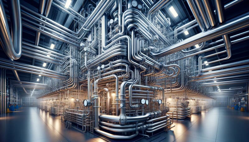 Industrial Cryogenic Pipe Network Stock Image - Image of infrastructure ...