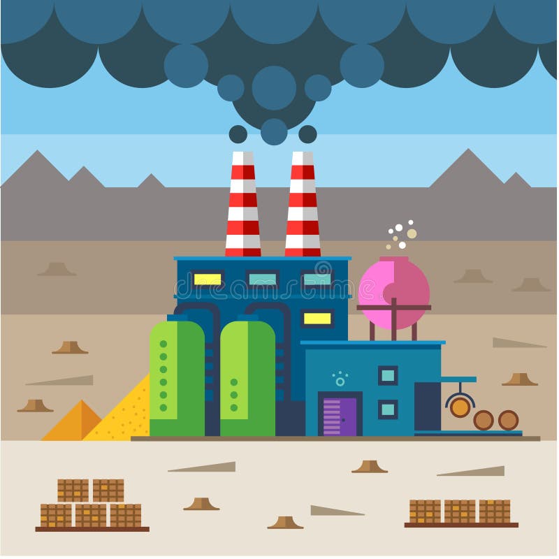 Industrial Landscape. Factory and Construction Stock Vector ...