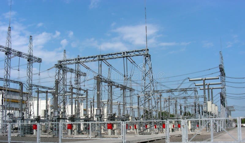 Industrial Plan of Electrical Masts Stock Photo - Image of industrial ...