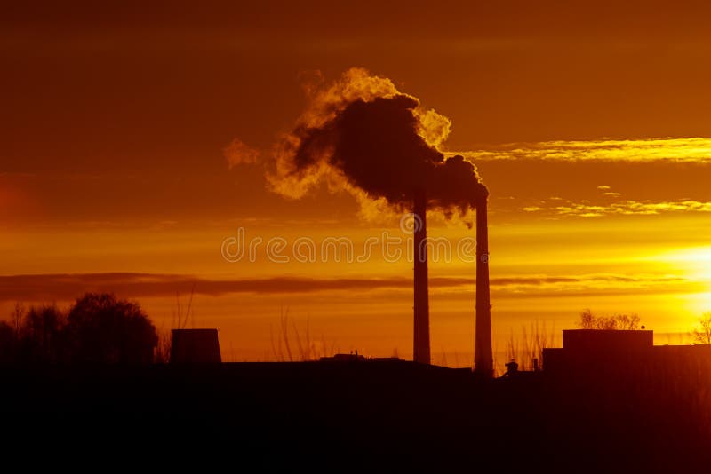 Factory sunrise stock image. Image of chimney, asia, environmental ...