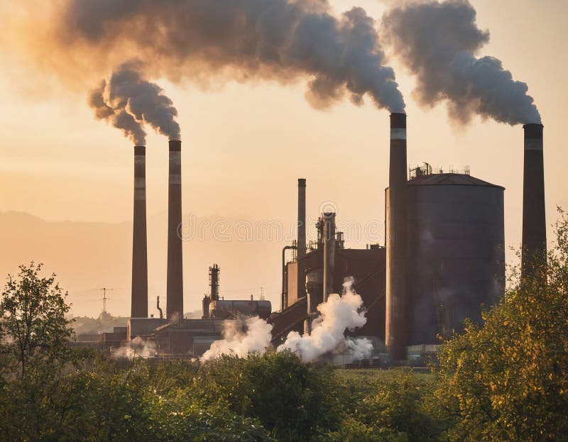 Industrial Landscape with Smokestack and Smoking Chimneys. Stock ... Industrial Landscape with Smokestack and Smoking Chimneys. Stock ...