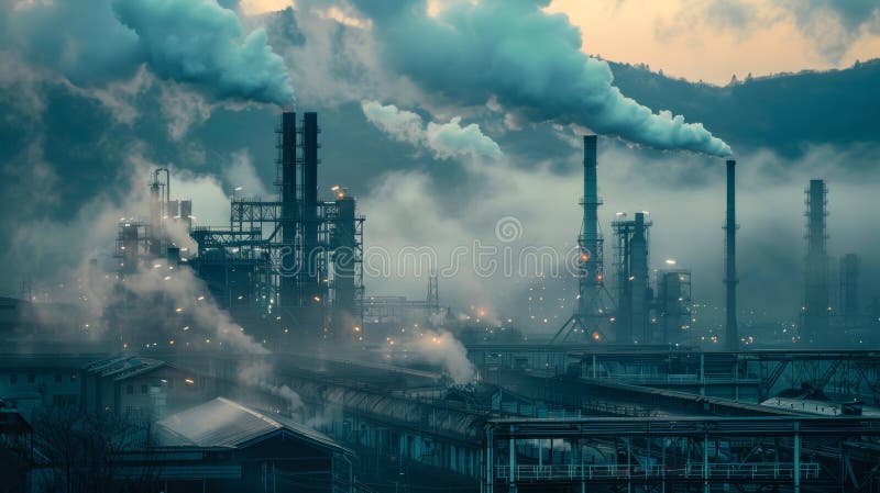 Industrial Landscape with Smokestack and Smoking Chimneys. Stock ... Industrial Landscape with Smokestack and Smoking Chimneys. Stock ...
