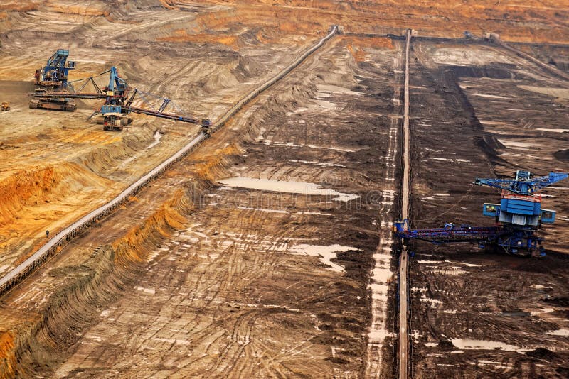 Industrial Landscape of a Working Mine Stock Image - Image of excavator ...