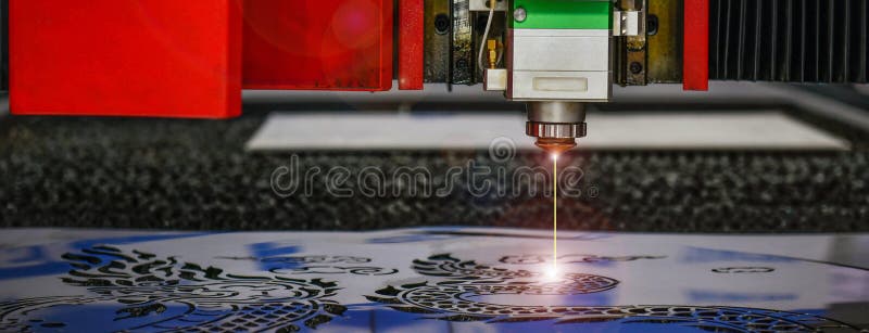 Industrial Laser Cut Machine while Cutting the Sheet Metal with the ...