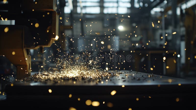Industrial Laser Cutter Creating Sparks during Metal Processing Stock ...