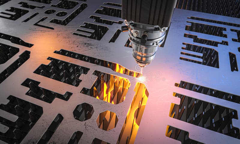 Industrial Laser Cutter Making Precision Cuts on Metal Sheet Stock ...