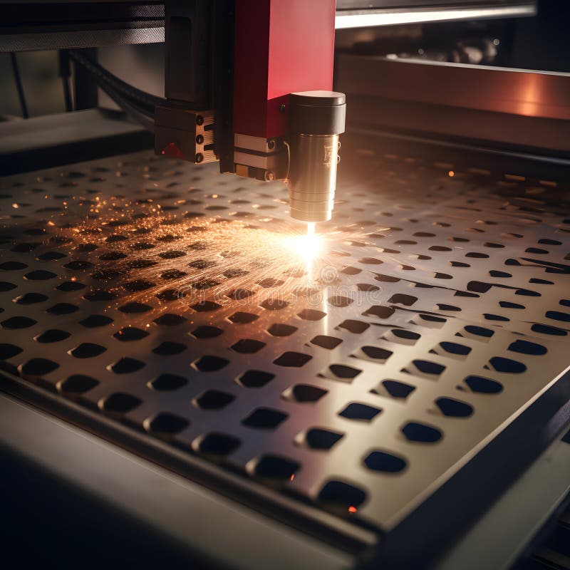 An Industrial Laser Cutter Slicing through a Sheet of Met One Created ...