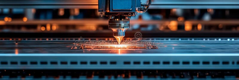 Industrial Laser Cutting Machine in Operation, Cutting Metal with ...