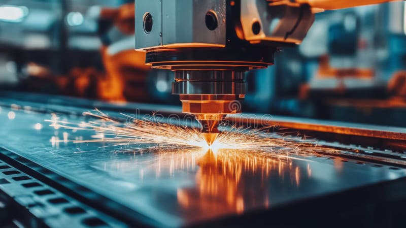 Industrial Laser Cutting Machine Precisely Cuts Metal Stock ...