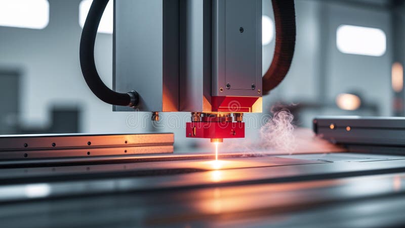 Industrial Laser Cutting Machine Precision Metalwork Process Red Tool ...