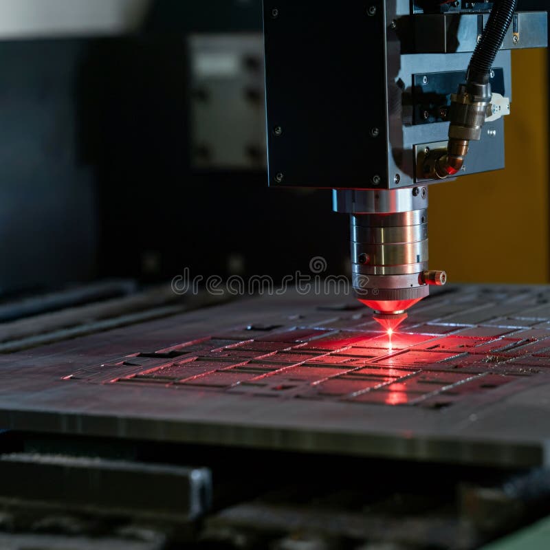 Industrial Laser Cutting Machine Precision Metalwork Process Red Tool ...