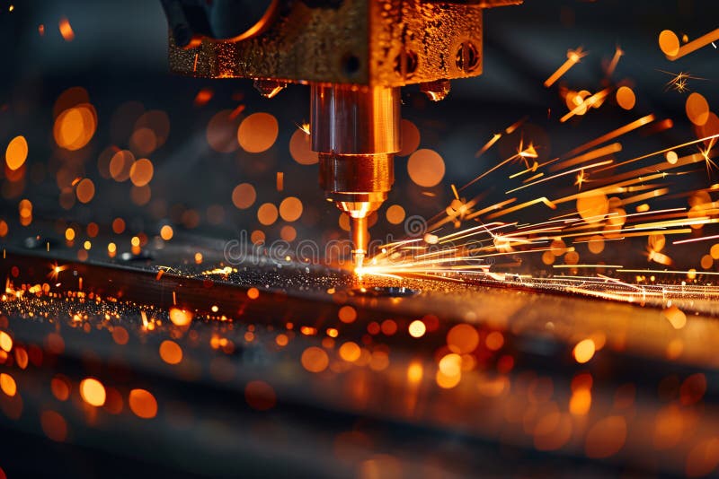 Industrial Laser Cutting Material with Sparks Stock Illustration ...
