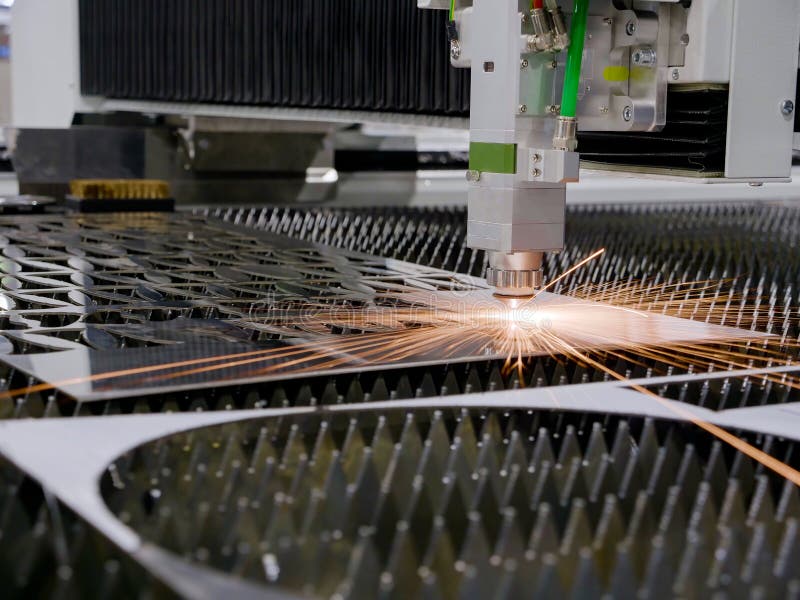 Industrial Laser Cutting of Metal. Automatic Machine in the Factory ...