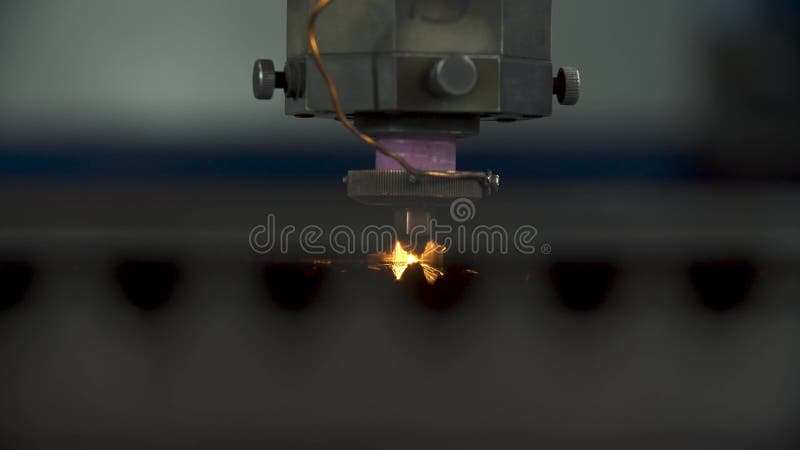 Laser Cutting Metal Sheet with Bright Sparkles Stock Video - Video of ...
