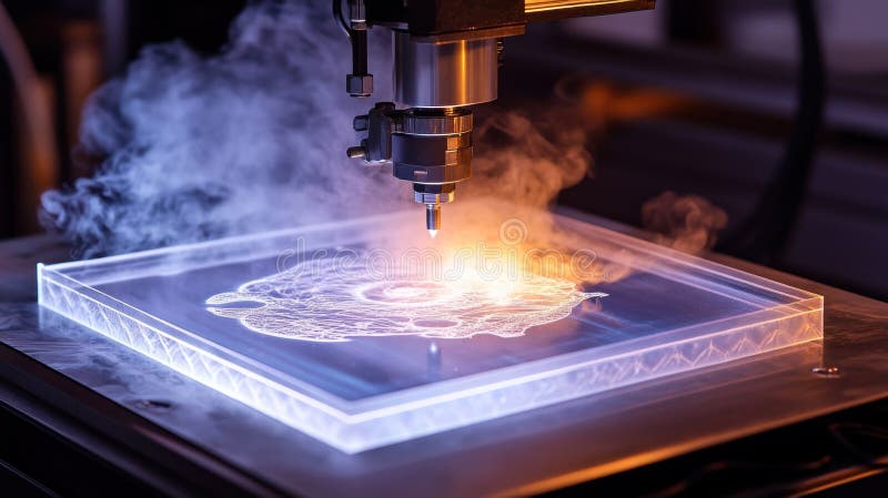 Industrial Laser Engraving Machine Creating Intricate Design on Glass ...