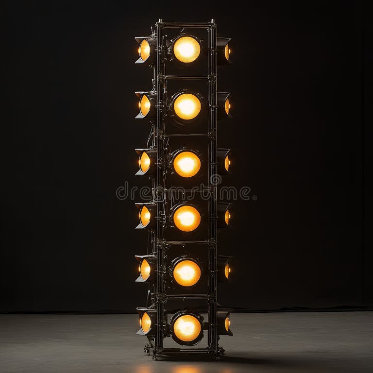 An Industrial Lighting Rig Stacked Vertically on a Studio Black ...