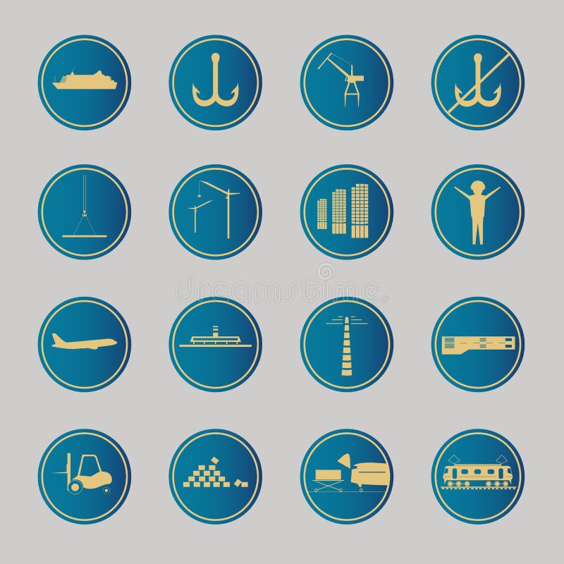 Industrial and Logistic Blue Icons Stock Vector - Illustration of ...