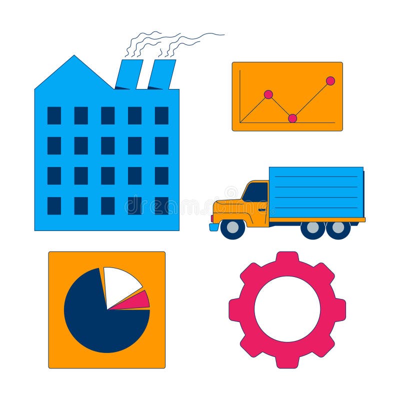 Industrial and Logistics 2D Cartoon Objects Set Stock Vector ...