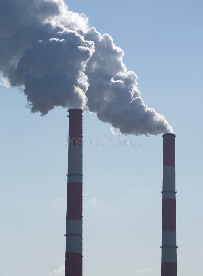 Industrial Long Smoke Pipes and Lot of White S Stock Photo - Image of ...