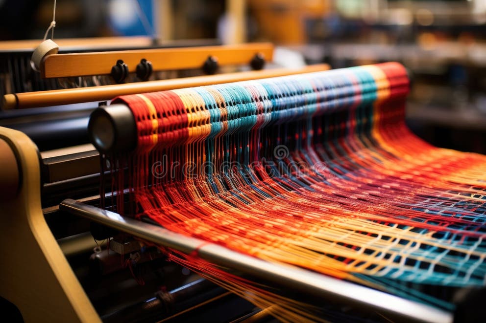 Industrial Loom Weaving a Patterned Fabric Stock Illustration ...