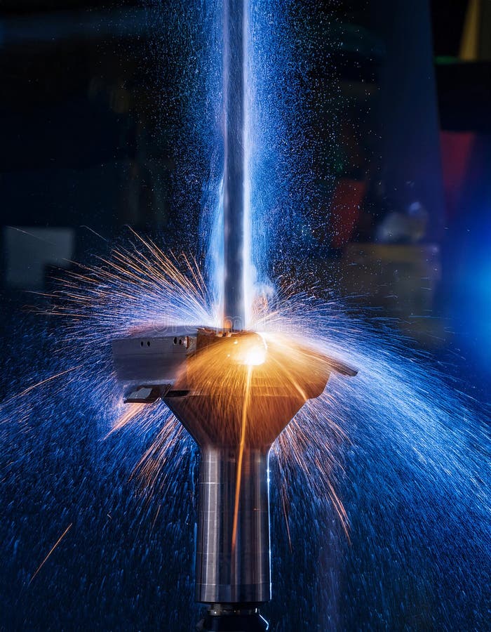 Industrial Machine Cutting Metal with Sparks Flying Stock Illustration ...