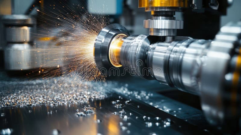 Industrial Machine Grinding Metal with Sparks in a Manufacturing ...