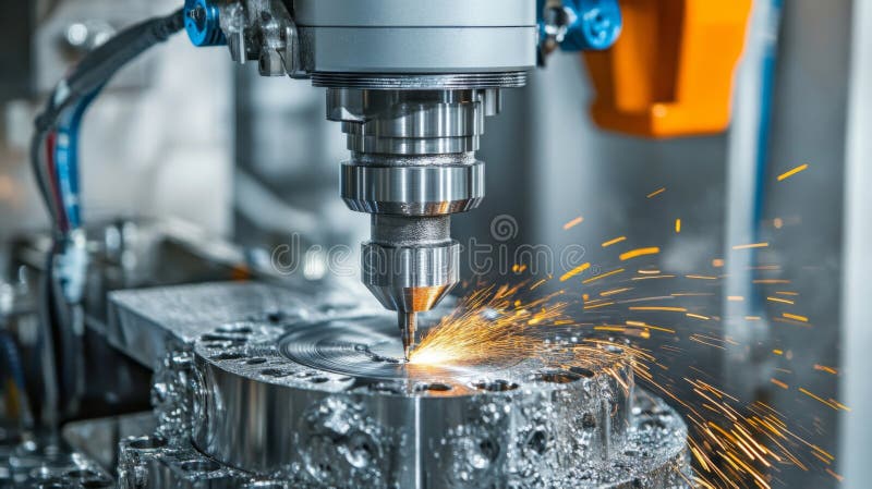Industrial Machine Precisely Machining Metal Part Stock Illustration ...