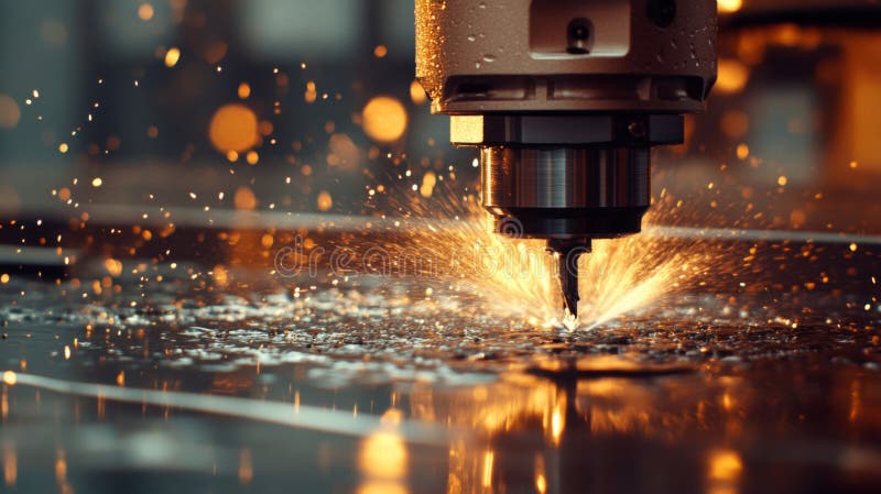 Industrial Machine Precision Cutting Metal Sparks Stock Illustration ...