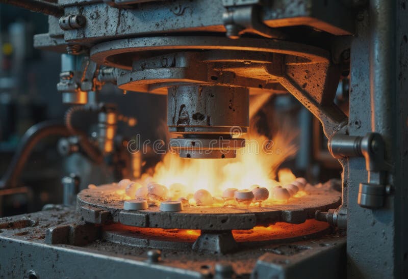 Industrial Machine Producing Heat and Sparks during Manufacturing ...