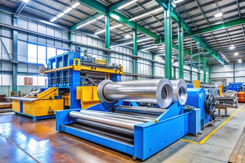 Industrial Machine for Rolling Steel Sheet Stock Illustration ...