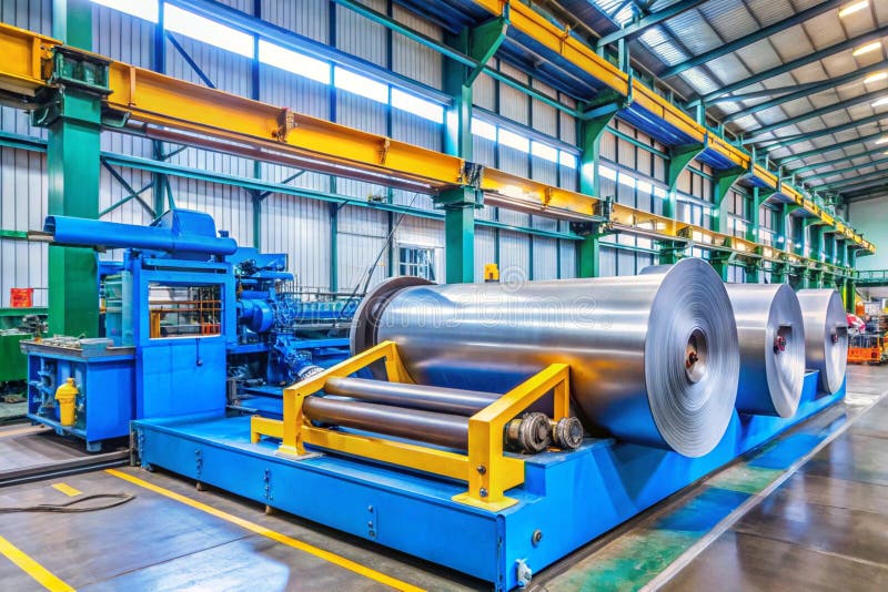 Industrial Machine for Rolling Steel Sheet Stock Illustration ...