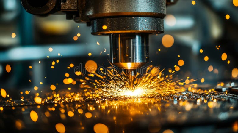 Industrial Machine Sparks Metal Fabrication Process Stock Illustration ...