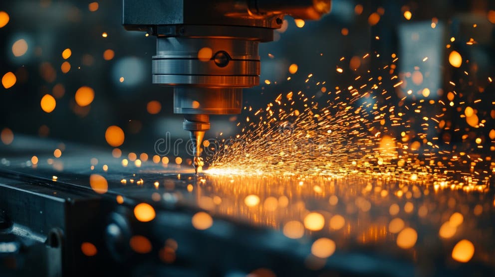 Industrial Machine Sparks Metalworking Process Stock Illustration ...